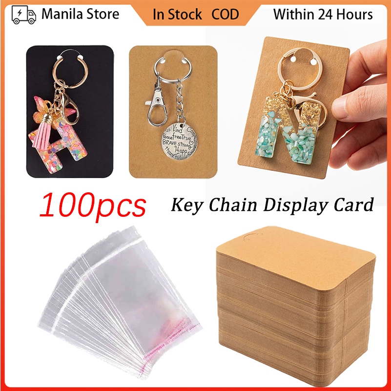 100 Pcs Keychain Display Cards with Self-Sealing Bags for Display Key ...