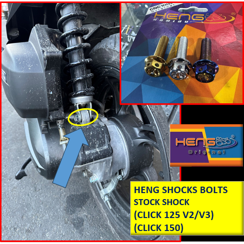 HENG Original Shocks bolts for HONDA CLICK 125 V2/V3 and CLICK 150 ...