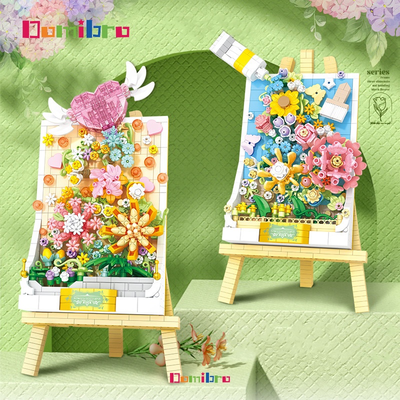 Flowers Bricks Toys with Free LED Light Ins Pastoral Style 3D Vertical ...