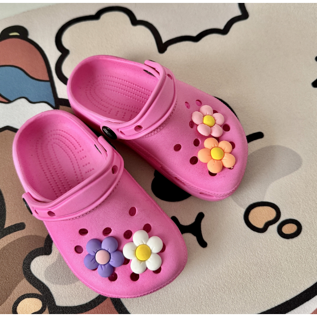 Cute Flower Crocs Sandals Clogs Slippers For Kids Baby Girls Boys with ...