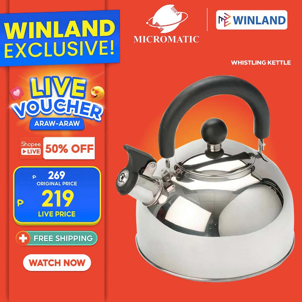 Micromatic by Winland 3.0L Stainless Steel Whistling Kettle Takure MK ...