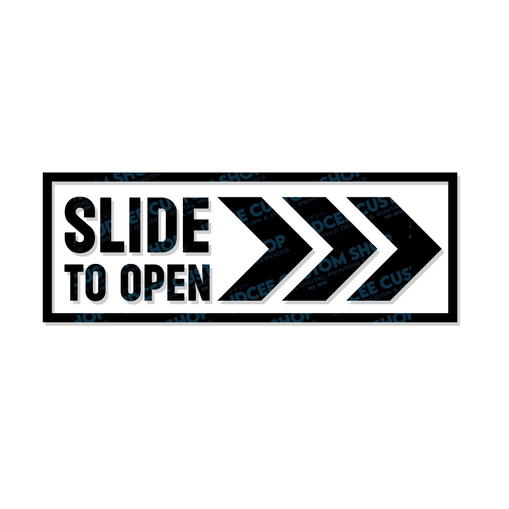 Door/Window Sign Sticker DECAL / Slide to open door sign / arrow right ...