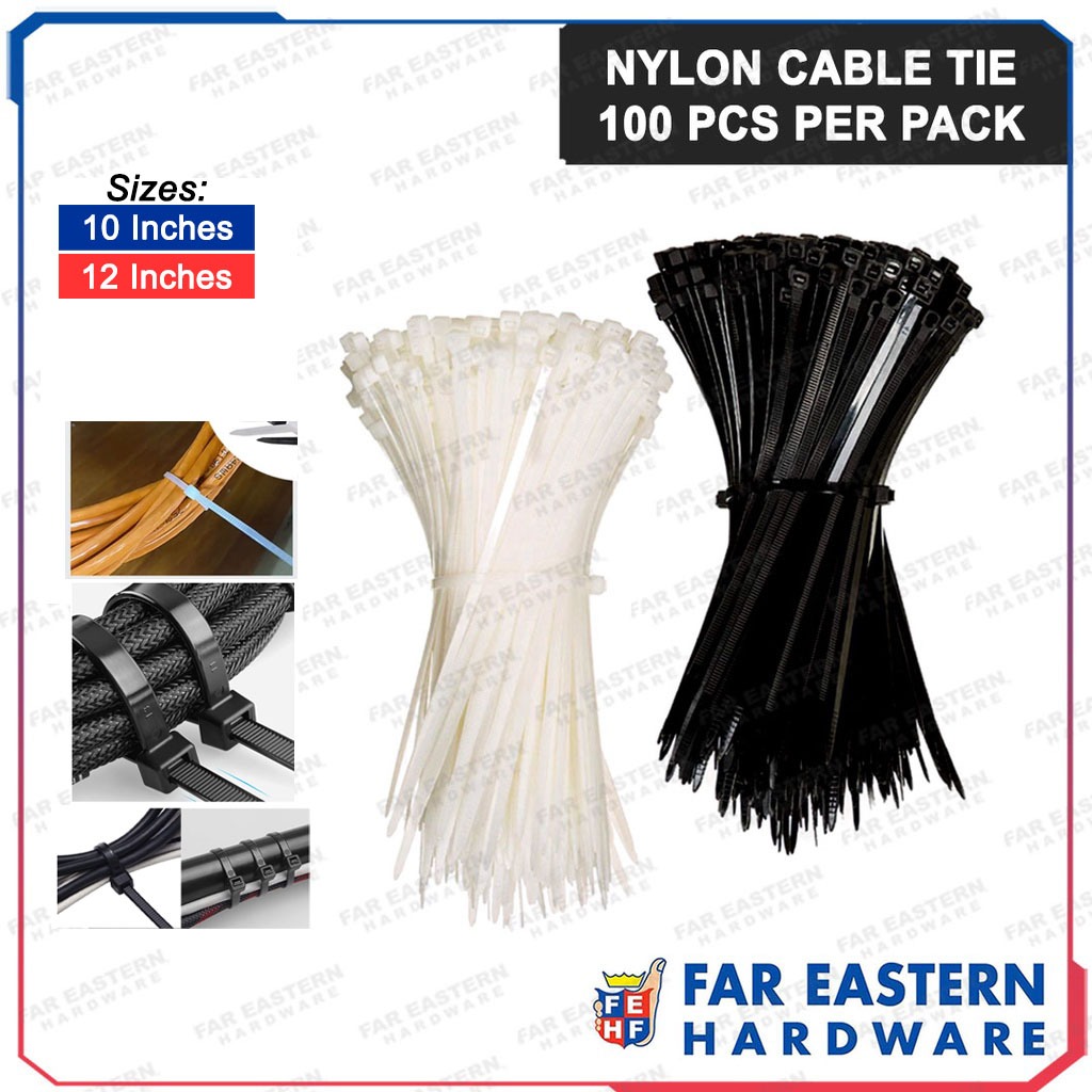 Cable Tie 10" | 12" Black | White (100pcs per Pack) Made in Taiwan ...
