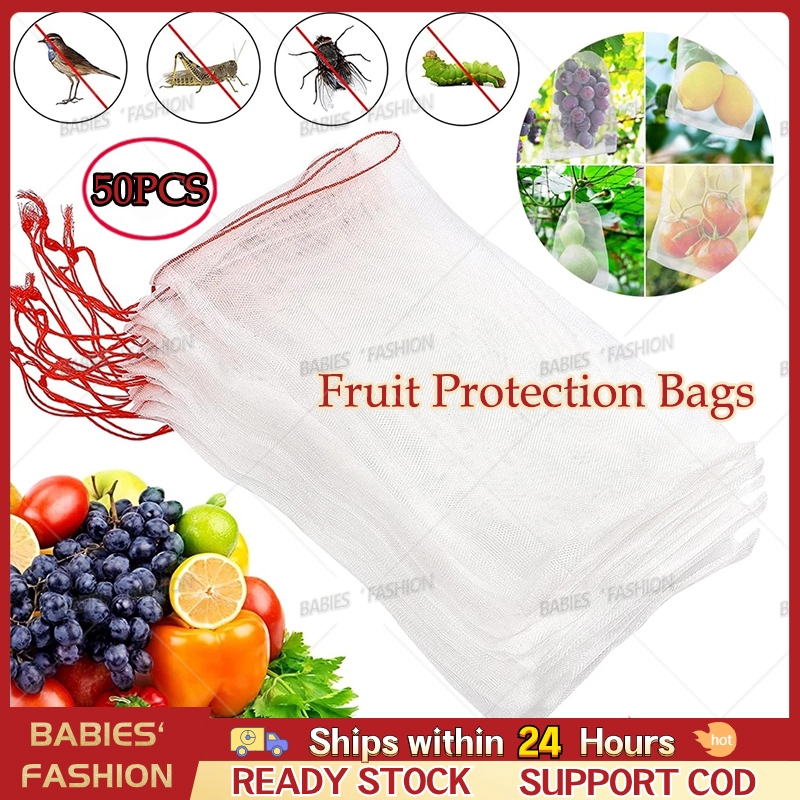 50PCS Plant Fruit Protect Mesh Net Bag Garden Greenhouse Cover Fruit ...