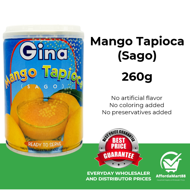 Gina Mango Tapioca (Mango Sago) Ready to Eat 260g (1 Can with Spoon ...