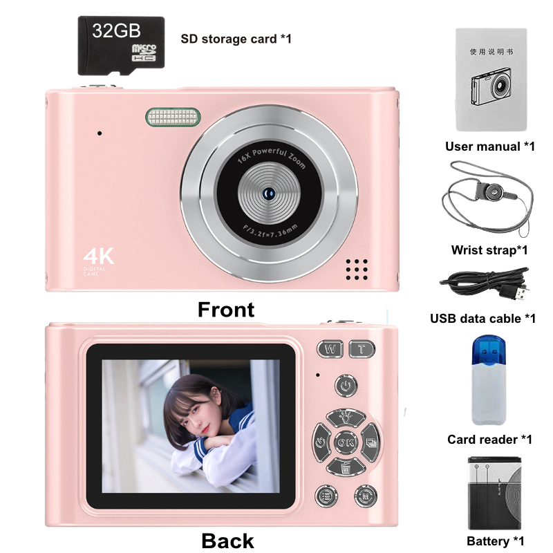 Portable 16X Digital Zoom Camera 4K HD Camera Selfie Photography Big ...