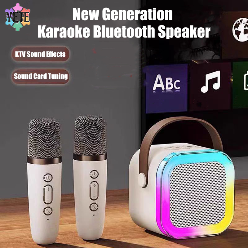 Mini Portable Karaoke With 2 Microphone Speaker With Mic Bluetooth ...