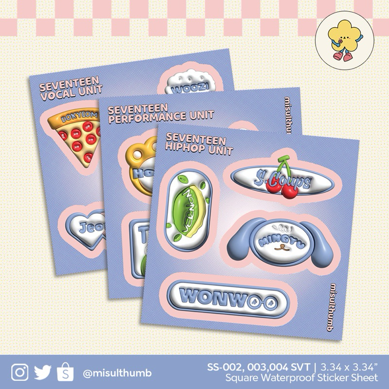 SVT Seventeen Unit Names (Vocal, Hiphop, Performance) Waterproof ...