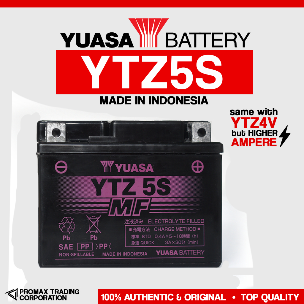 YUASA YTZ5S MOTORCYCLE BATTERY MADE IN INDONESIA (4L size) | Shopee ...