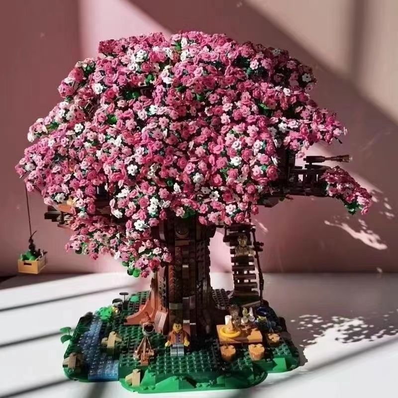 panda Sakura tree house building blocks toy educational aesthetic ...