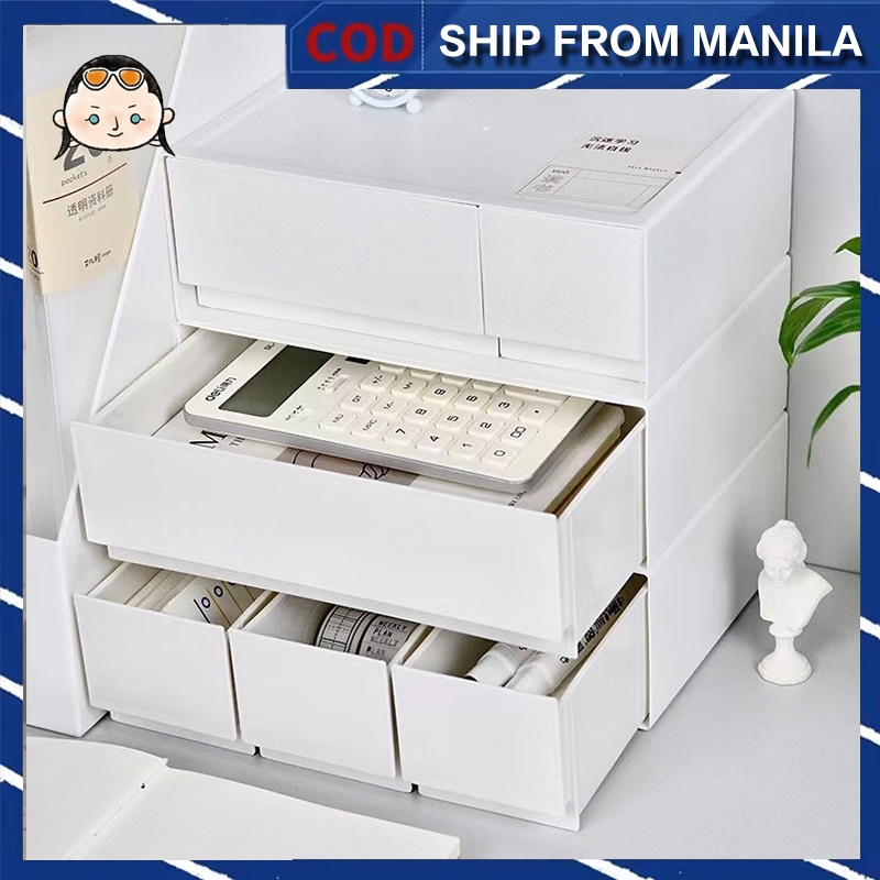 Livingplus White Stackable Drawer Desk Organizer Drawer Document Holder ...