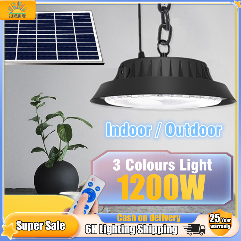 Tri-color Solar Pendant Light LED Aluminum Solar Powered Celing Lamp ...