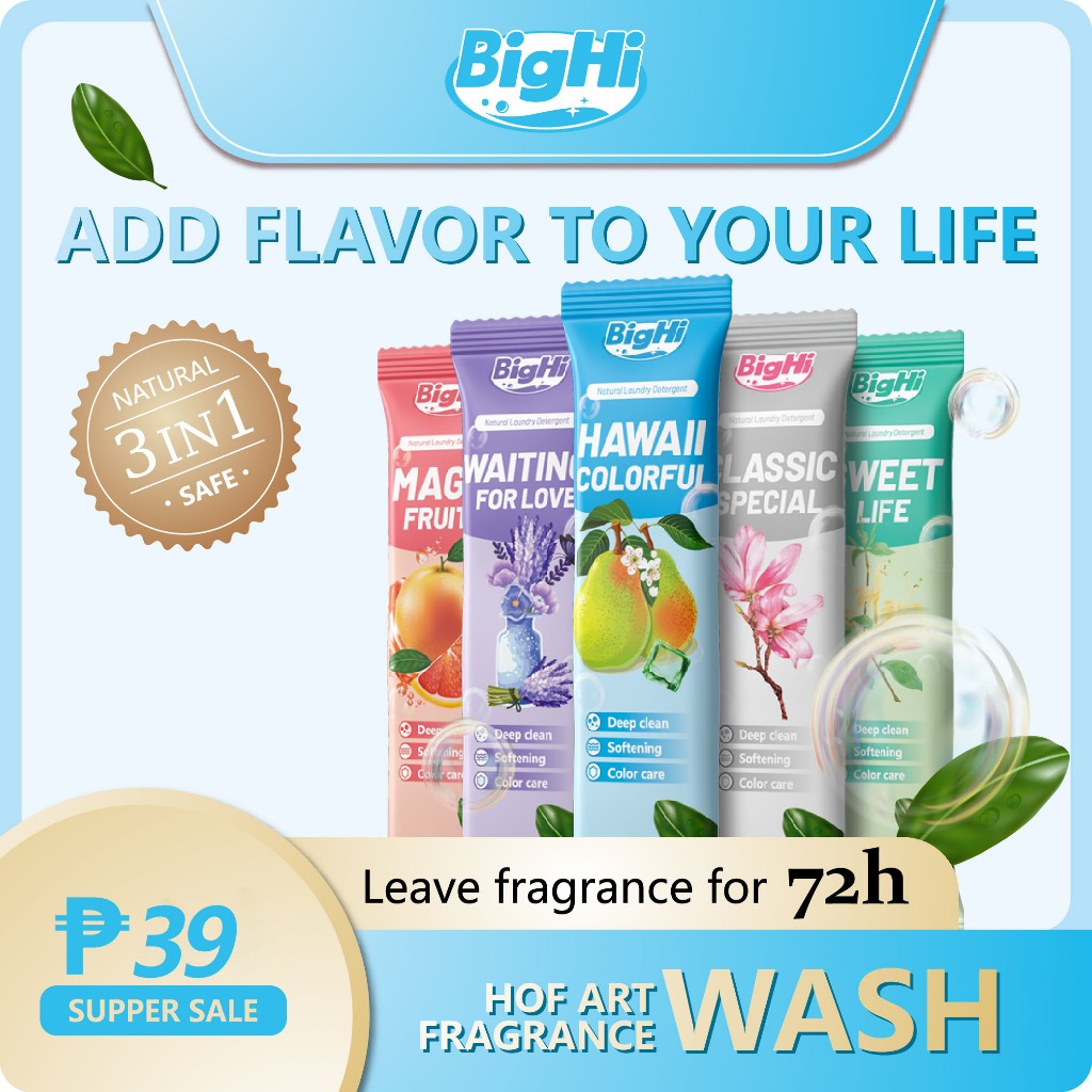 Laundry Liquid Detergent BigHi 30g washing detergent hawaii colorful scent 3 in 1 deep clean ...