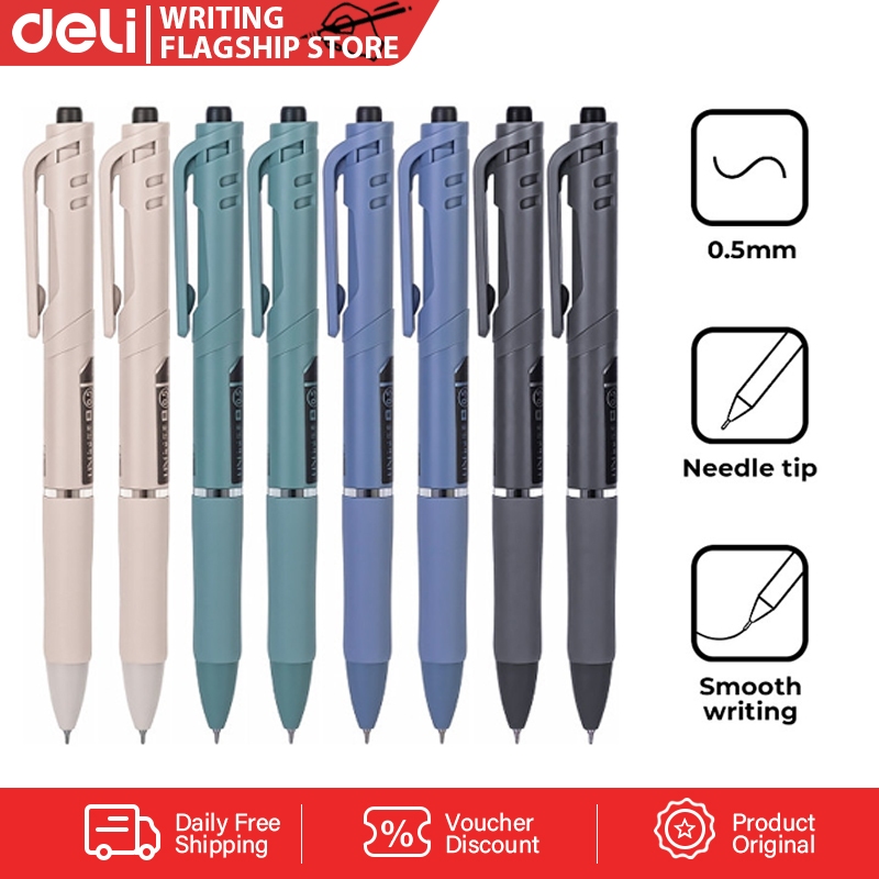 Deli Gel Pen 0.5mm Black Student Exam Pen Office Press Sign Pen School Supplies S01-A | Shopee ...