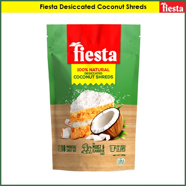 Fiesta Desiccated Coconut Shreds 150g Unsweetened - Ideal for Desserts ...