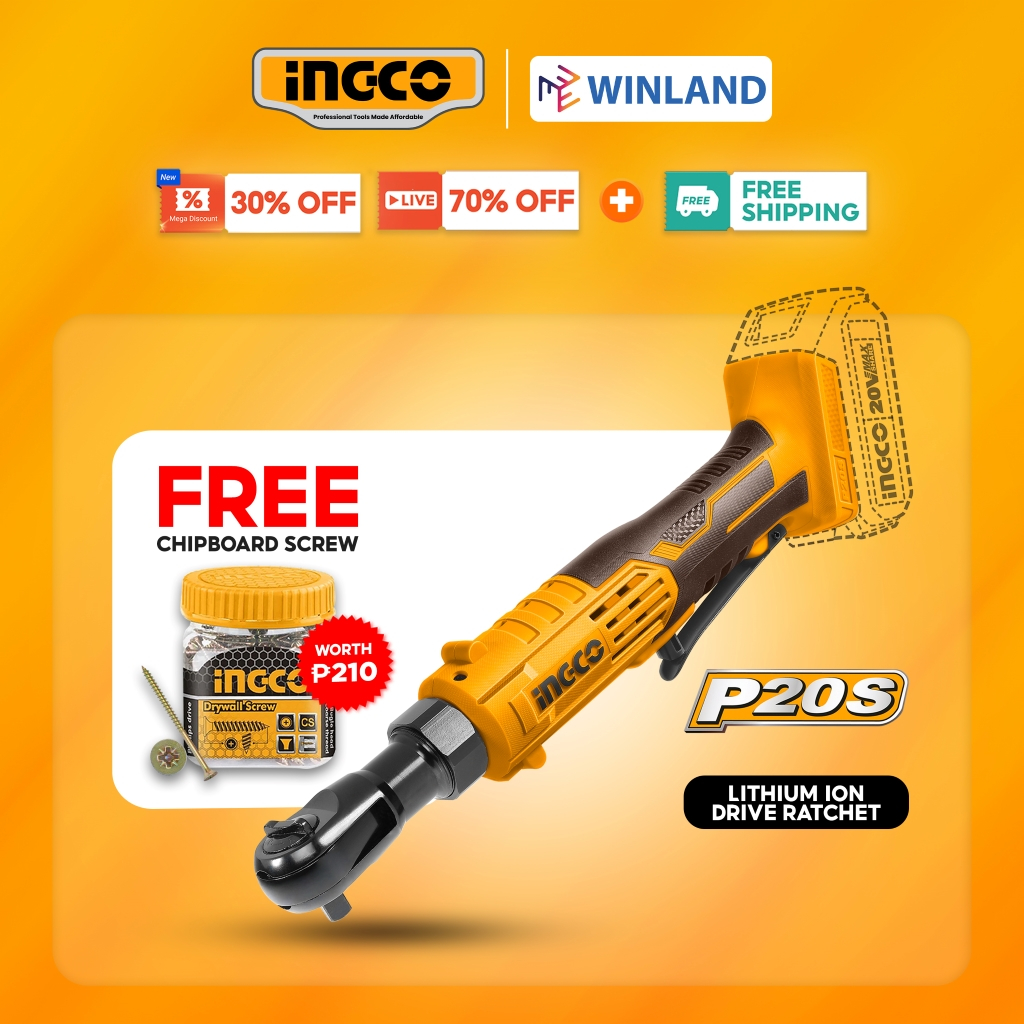 Ingco by Winland Lithium-Ion Drive Ratchet 20V Square Drive: 9.53mm (3/ ...