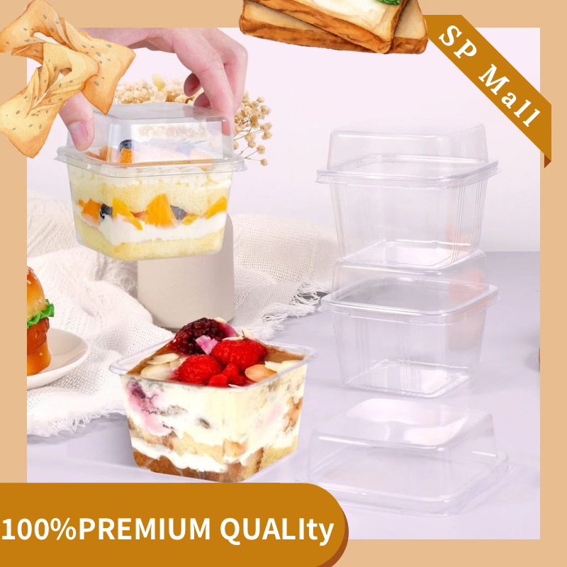 50Pcs High Lid Disposable Mousse Dessert Box With Lid Clear plastic cup ...