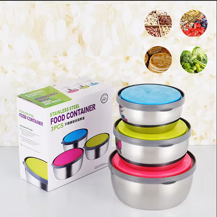 LINLAN NEW COD 3 IN 1 FOOD LUNCH BOX FOOD CONTAINER ROUND STAINLESS ...