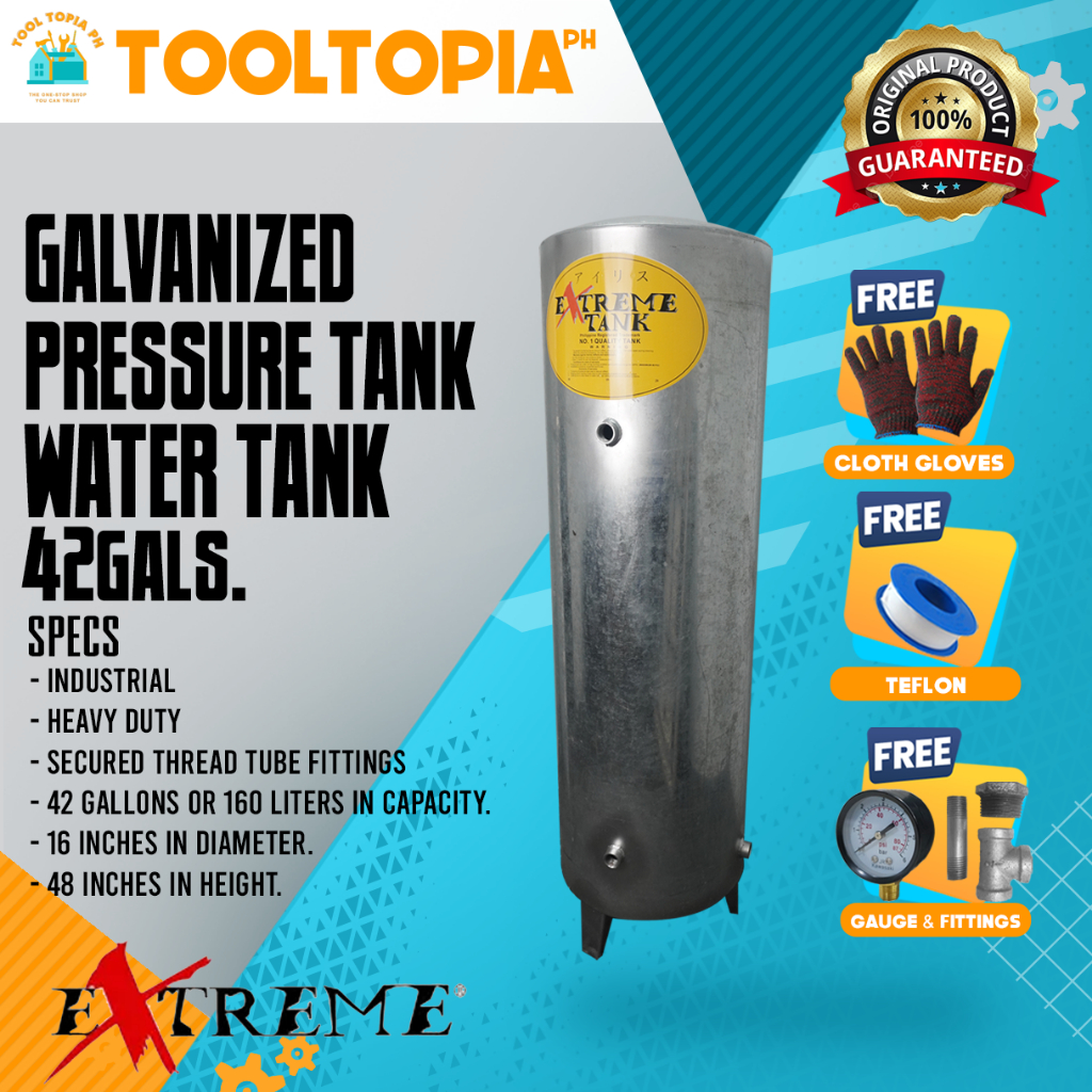 EXTREME NEW Galvanized Pressure Tank Water Tank 42gals HD & High ...