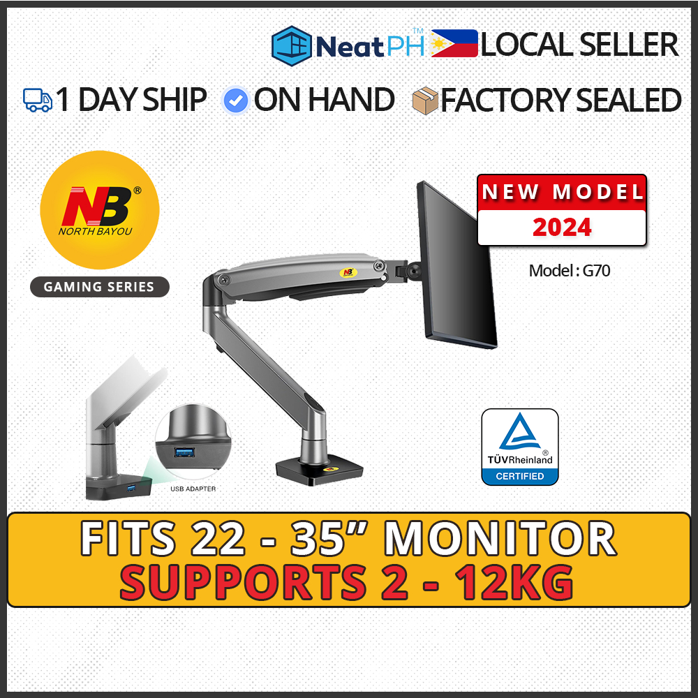 NB North Bayou G70 Single Monitor Arm Mount Stand Gas Strut USB 3.0 ...