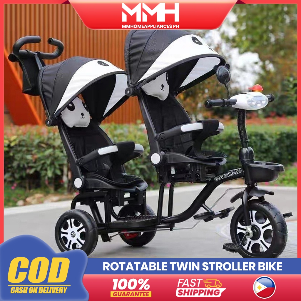 Twin Stroller Twin bike Kids Tricycle,4 in 1 Folding Kids Trike Bike ...