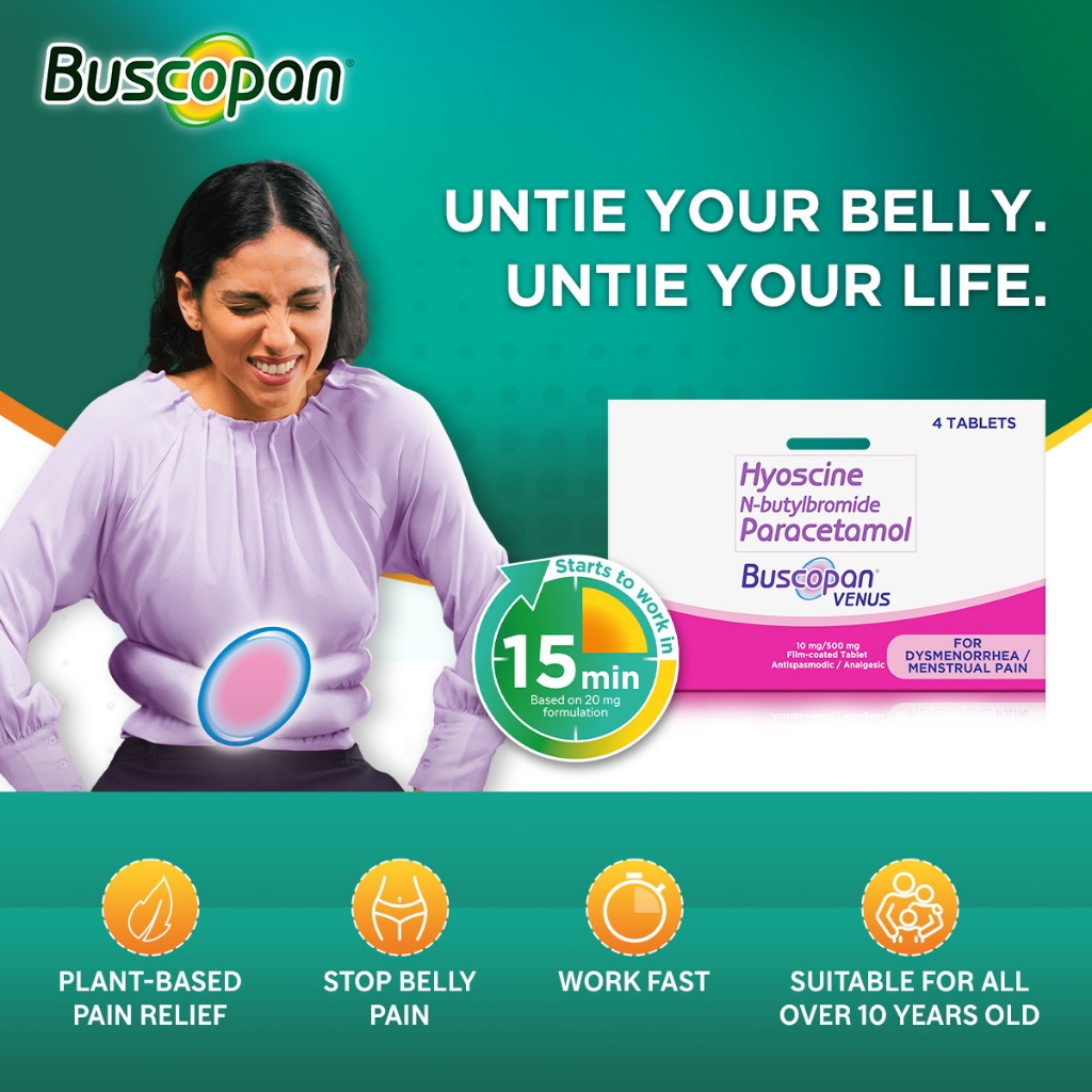 Buscopan Venus Relief Menstrual Period Cramps, Reduces Pain ...