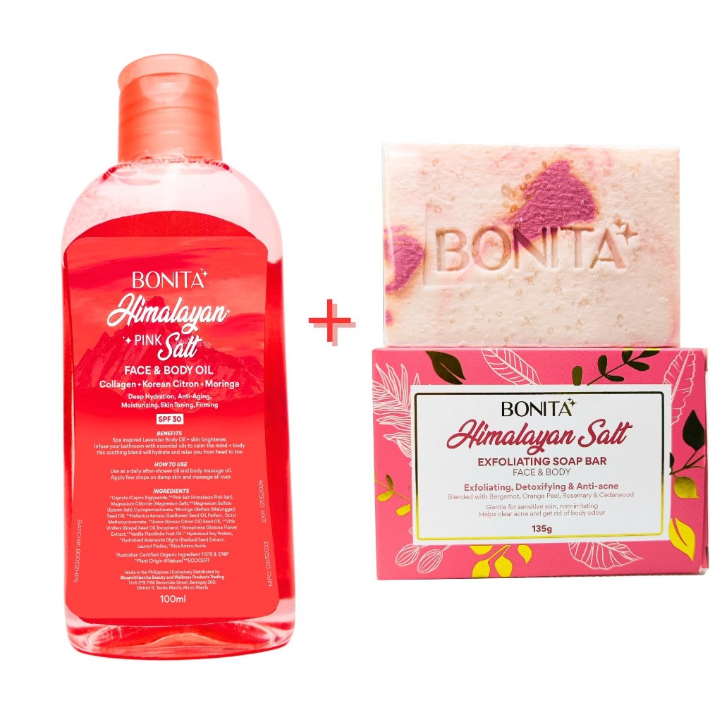 Bonita Himalayan Pink Salt Face and Body Oil with SPF 30, Korean Citron ...