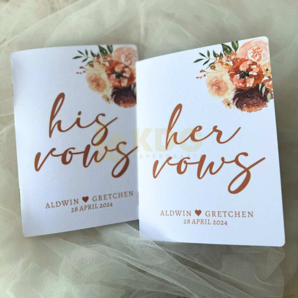 1 pair - His and Her Wedding Vows Card - Peach / Orange / Terracotta ...