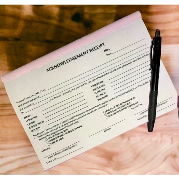 Acknowledgement Receipt for Motor Vehicle ( MOTOR AR ) | Shopee Philippines
