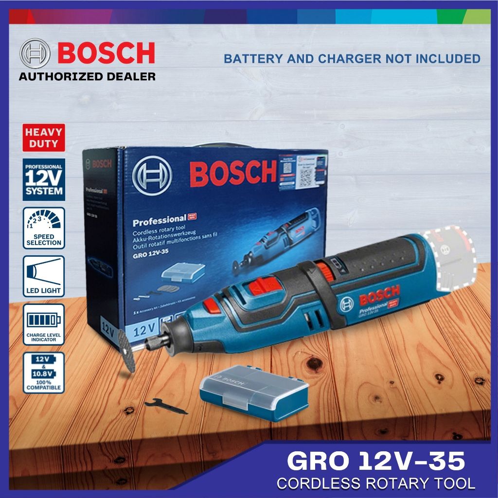 Bosch GRO 12V-35 Solo Rotary Tool HD-CORDLESS 12V Power Tool ...