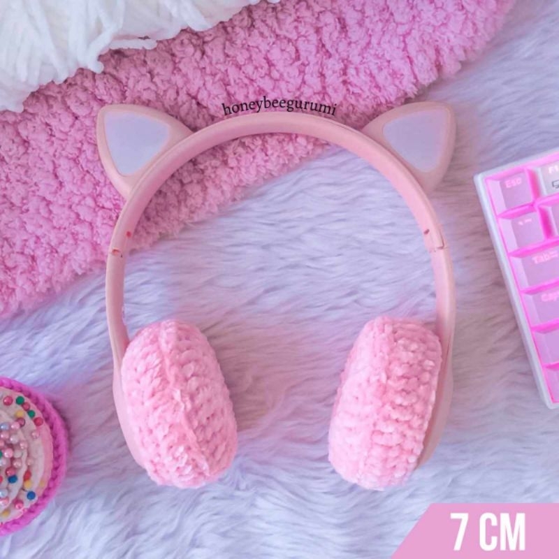 SOFT VELVET CROCHET HEADSET COVER Headphone Earpad Cover 7 cm 3 inches ...