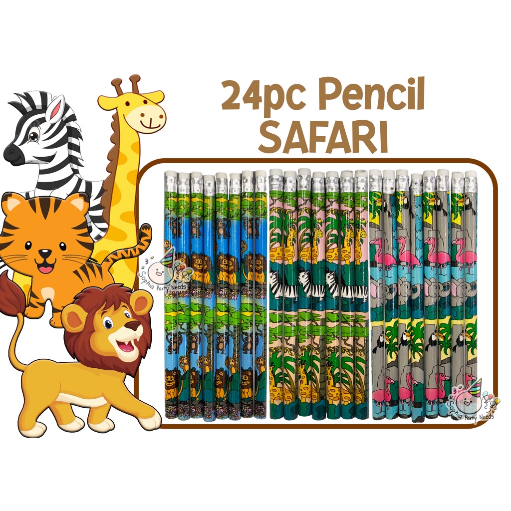 24pc Safari Wild Animals Design Pencil | Shopee Philippines