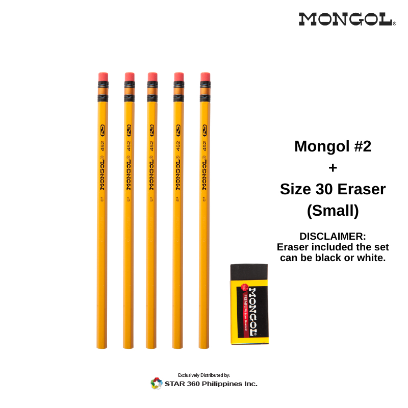MONGOL Pencil School Set with Eraser | Shopee Philippines