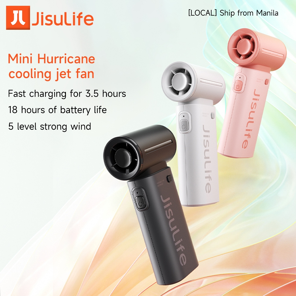 JISULIFE Life 9 Portable Fan Rechargeable 5000mAh Mini Fan With 1-100 Speeds LED Display ...