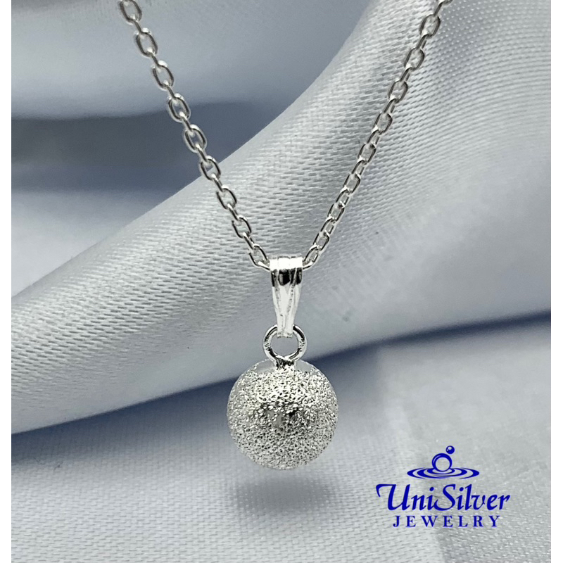 Unisilver 925 Sterling Silver Laser Blasted Ball Pendant Necklace ...