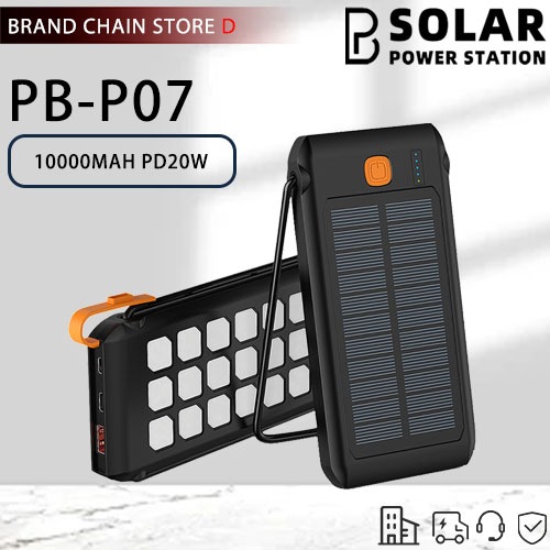 PB Solar power bank SPB07 10000mAh PD 20W PowerBank Type C LED portable ...