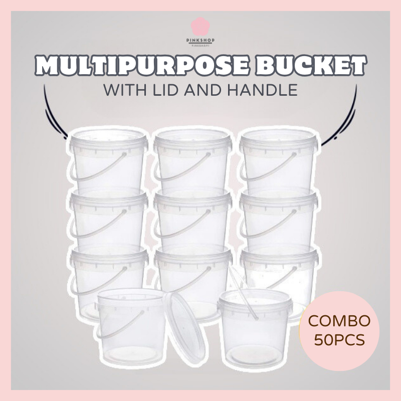 Combo 50PCS 1 Liter Bucket with Seal Clear Storage Plastic Container ...