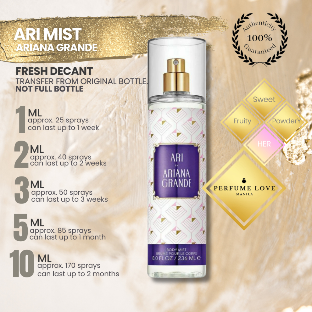 PERFUME DECANT AG Ari Body Mist | Shopee Philippines