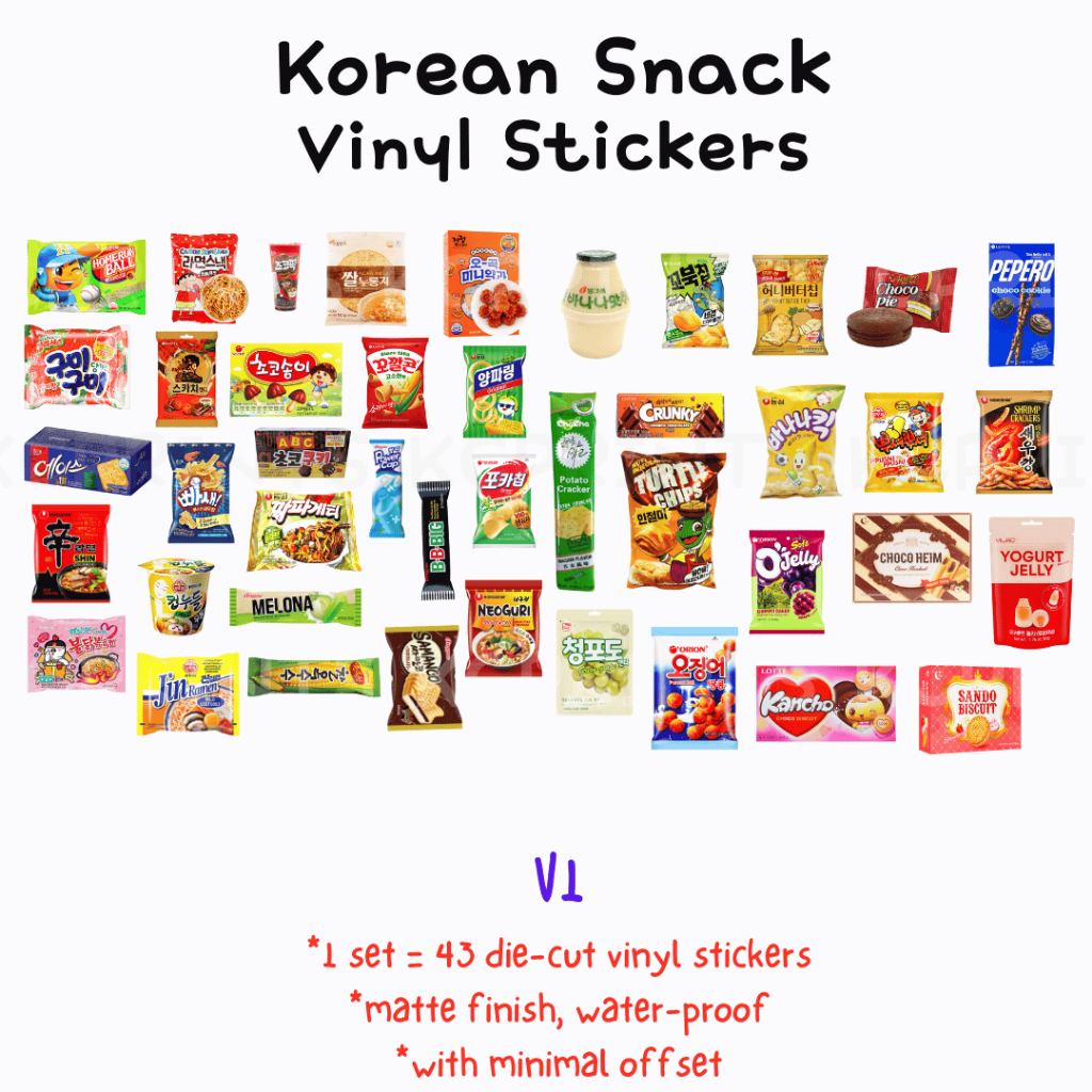 Famous Korean Snack Sticker Pack Vinyl Waterproof Art Deco Journal ...