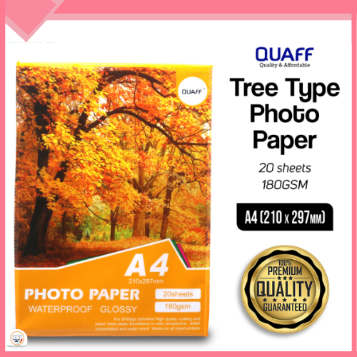 QUAFF Photo Paper Tree Type 180gsm A4 size (20sheets per pack) | Shopee ...