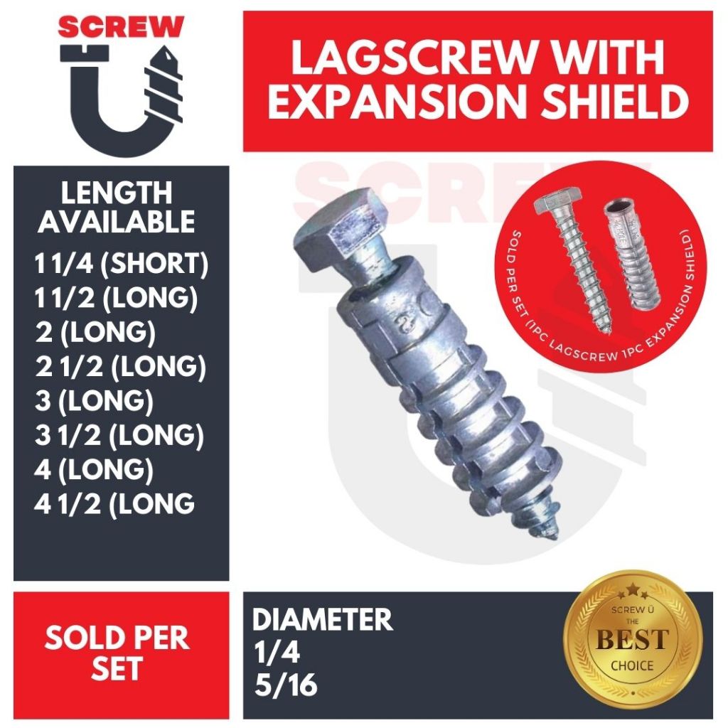 1/4, 5/16 LAGSCREW WITH EXPANSION SHIELD | LAG SHIELD | LAGSCREW ...