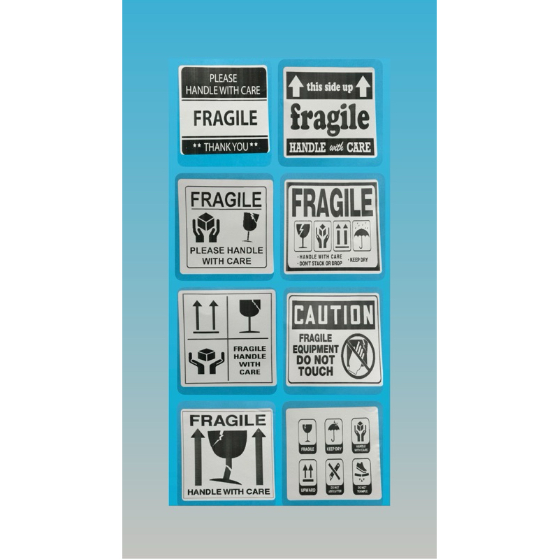 100PCS BIG FRAGILE STICKER 4inches x 4inches (BLACK AND WHITE ONLY ...