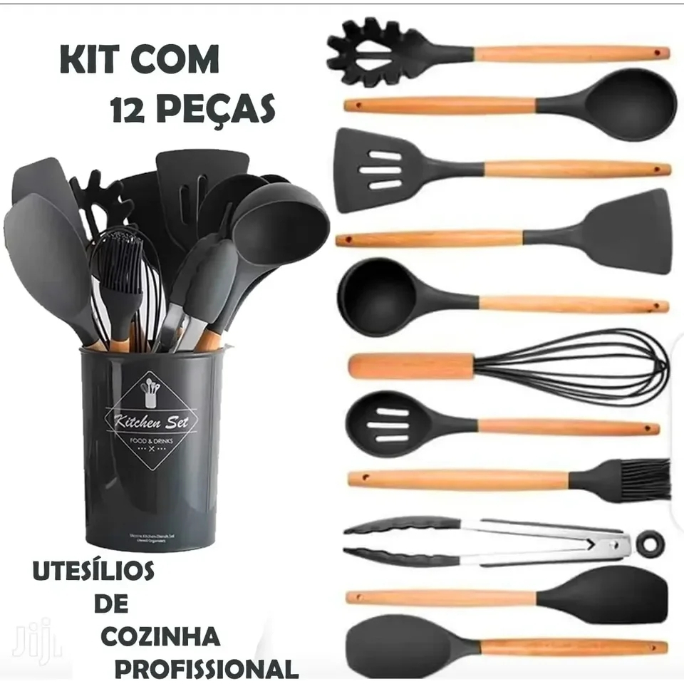 12PCS Silicone Kitchenware Non-Stick Cookware Kitchen Utensils Set ...