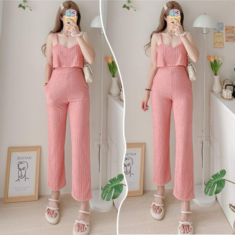 Akisha Bkk Jumpsuit |w/ 2side pocket |barkcrepe |plain | Shopee Philippines