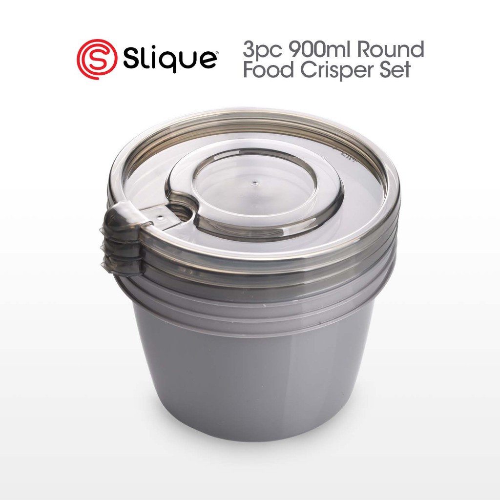 SLIQUE Food Crisper w/ Air Vent Lid [Set of 3] Storage Essentials ...
