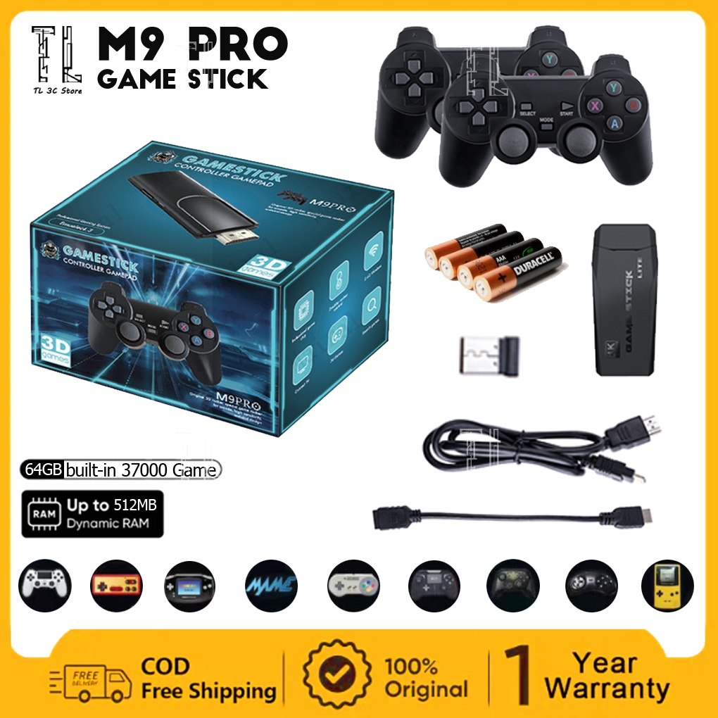 M9 Pro 3D game stick 4K Classic Tv Game Console Set 2 Controllers 4k HD ...