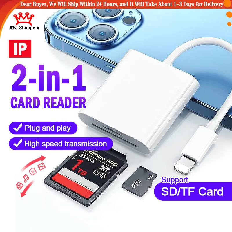 2 In 1 SD TF Memory Card Adapter For i-Phone/Android 8Pin To SD TF Card ...