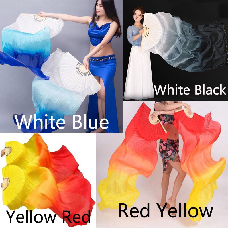 1.8M Long Dance Fan Belly Dance Performance Long Fans Multicolor Bamboo ...