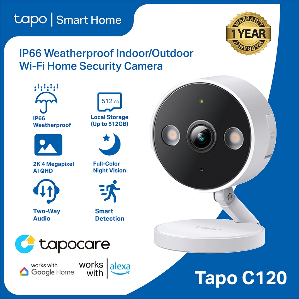 Tapo Official Store | TP-Link | C120 | Indoor/Outdoor | CCTV | Wi-Fi | Home Security | Camera ...