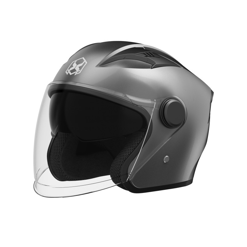 Motorcycle Half Face Helmet For Men And Women HD Double Mirror Half ...